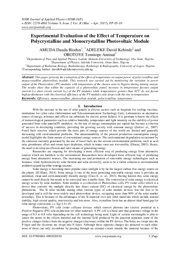 (PDF) Experimental Evaluation of the Effect of Temperature on Polycrystalline and ...