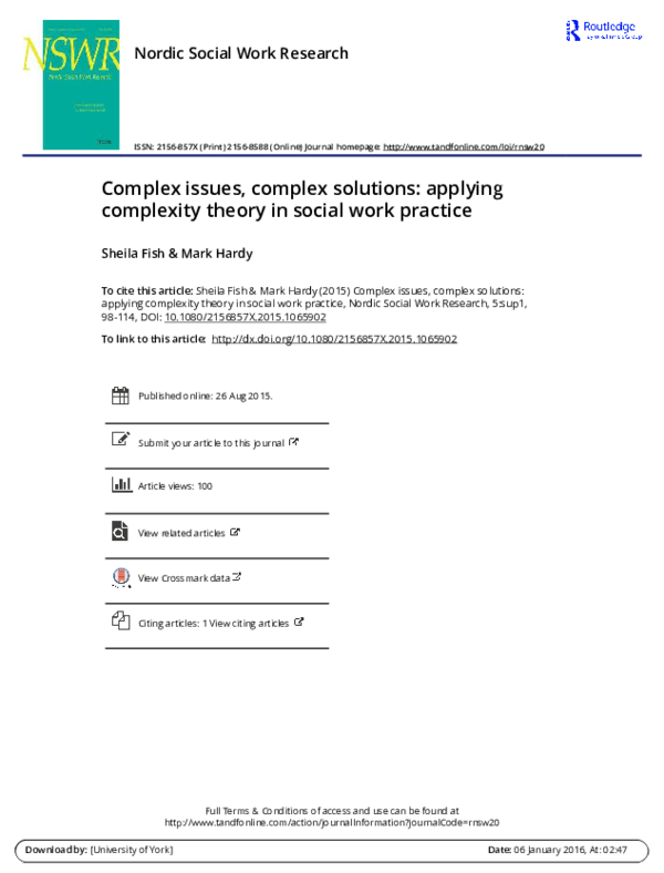 (PDF) Complex issues, complex solutions: applying complexity theory in ...