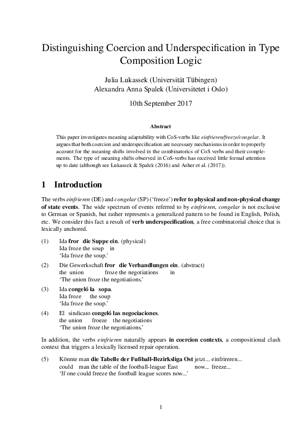 (PDF) Underspecification and Coercion: where conceptual knowledge meets compositional semantics