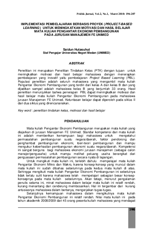 (PDF) ID implementasi pembelajaran berbasis proyek project based learning untuk meningkat