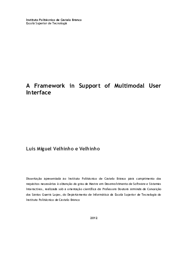 (PDF) A Framework in Support of Multimodal User Interface