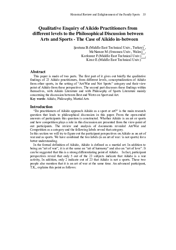 (PDF) Qualitative Enquiry of Aikido Practitioners from different levels ...