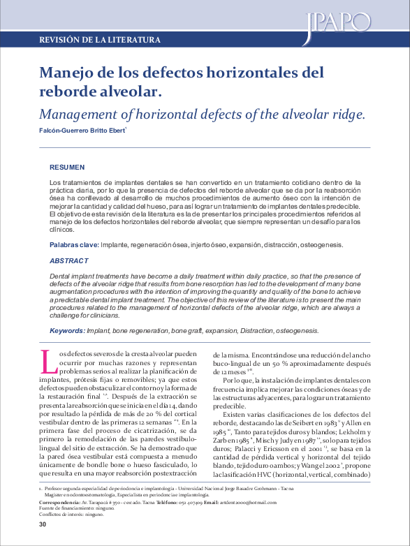(PDF) Manejo de los defectos horizontales del reborde alveolar.
