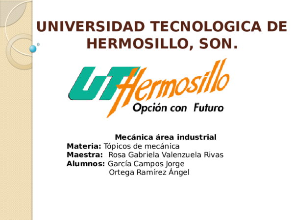 (PPT) UNIVERSIDAD TECNOLOGICA DE HERMOSILLO estructura