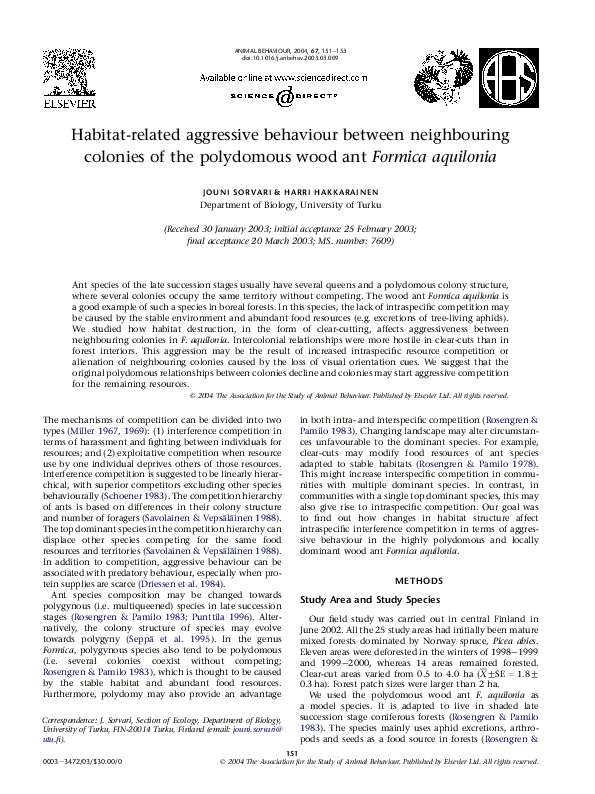 (PDF) Habitat-related aggressive behaviour between neighbouring ...