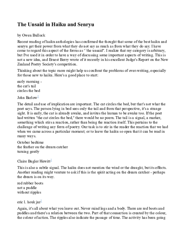 (PDF) The Unsaid in Haiku and Senryu