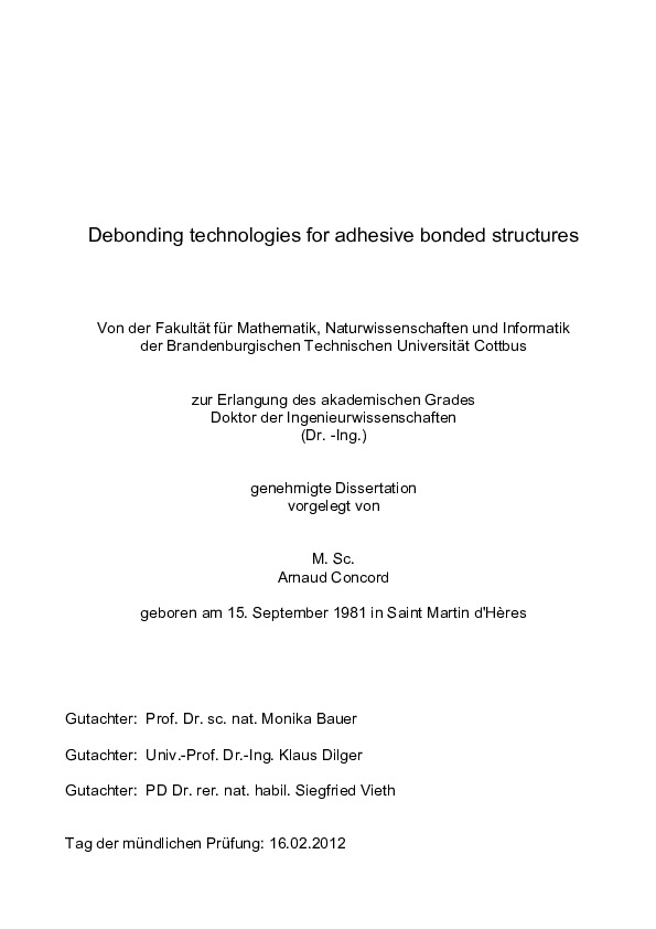 (PDF) Debonding technologies for adhesive bonded structures