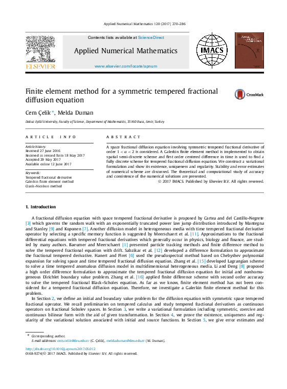 Pdf Finite Element Method For A Symmetric Tempered Fractional
