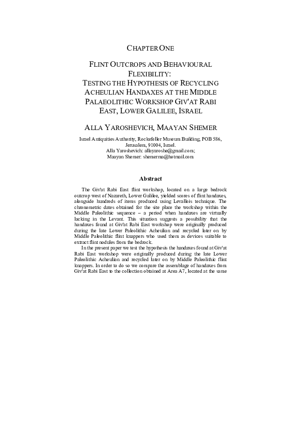 (PDF) CHAPTER ONE FLINT OUTCROPS AND BEHAVIOURAL FLEXIBILITY: TESTING ...
