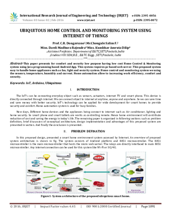 (PDF) UBIQUITOUS HOME CONTROL AND MONITORING SYSTEM USING INTERNET OF ...
