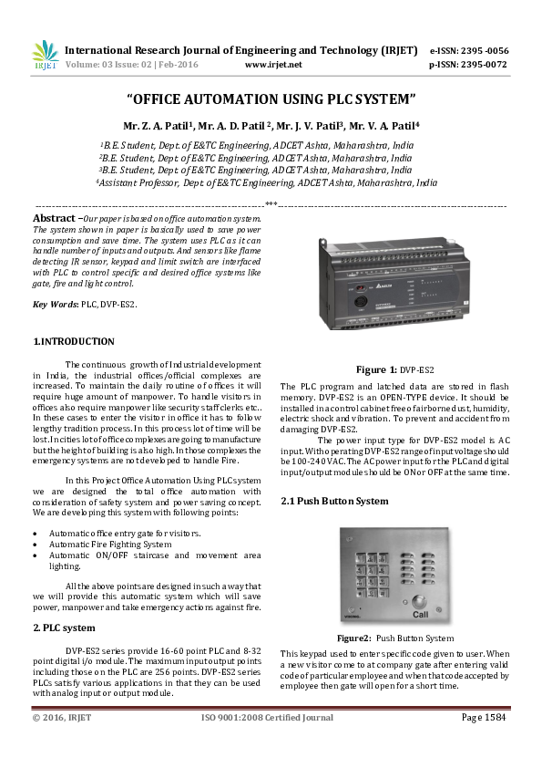 (PDF) " OFFICE AUTOMATION USING PLC SYSTEM