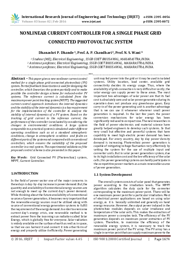 Pdf Nonlinear Current Controller For A Single Phase Grid Connected