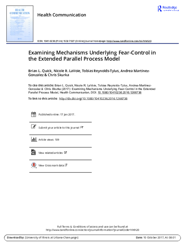 (PDF) Examining Mechanisms Underlying Fear-Control in the Extended ...