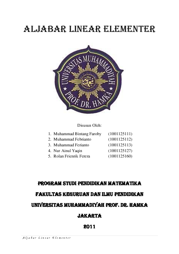 (DOC) ALJABAR LINEAR ELEMENTER