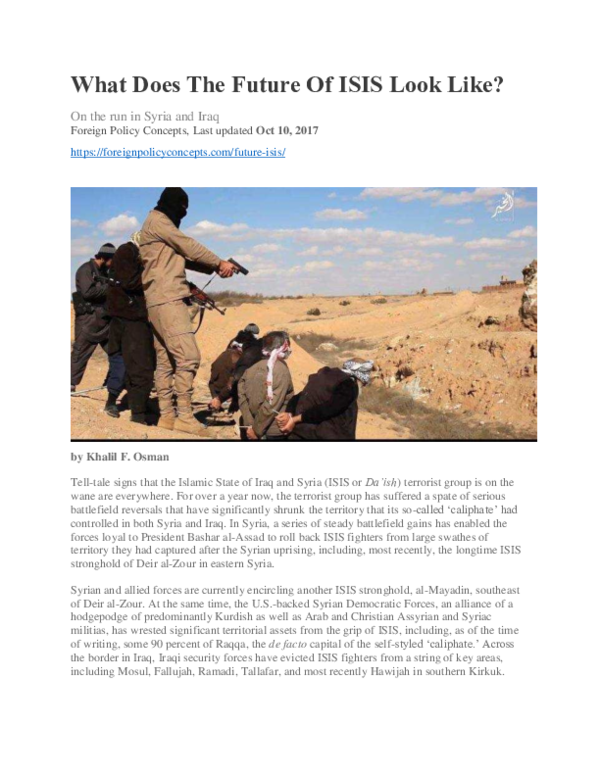 (PDF) What Does The Future Of ISIS Look Like?