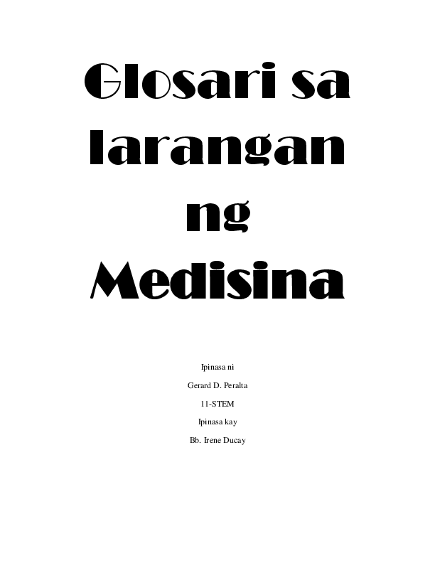 (DOC) Glosari sa larangan ng Medisina Ipinasa ni