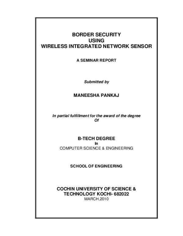 (PDF) BORDER SECURITY USING WIRELESS INTEGRATED NETWORK SENSOR