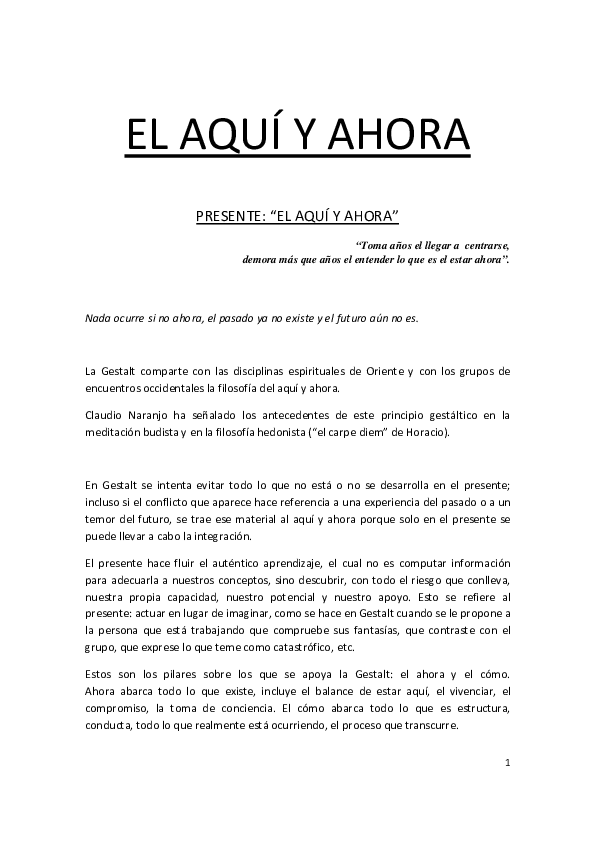 (PDF) EL AQUÍ Y AHORA