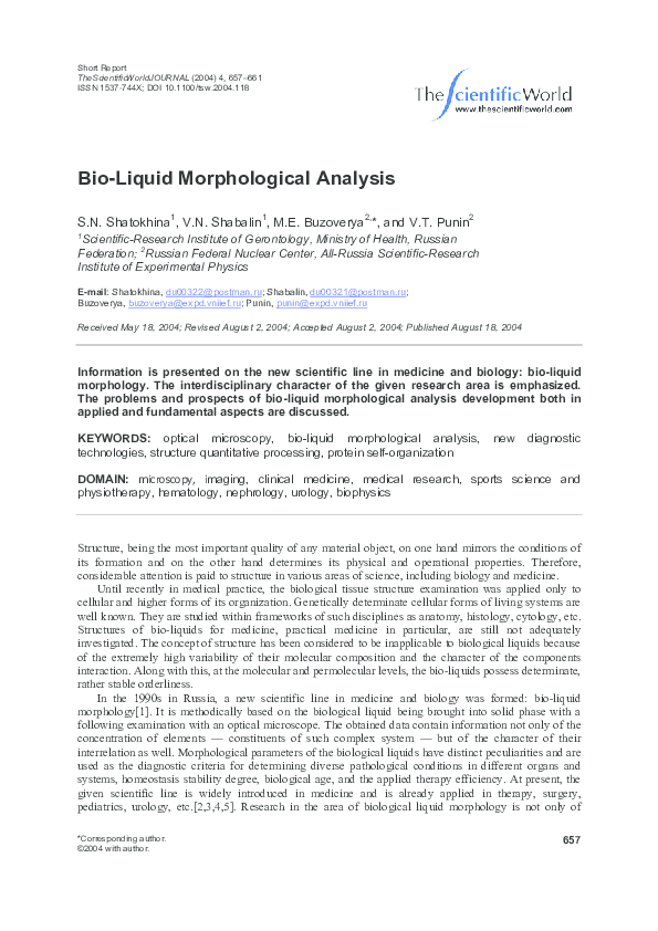 Pdf Bio Liquid Morphological Analysis 9013