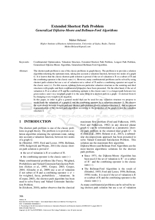 Pdf Extended Shortest Path Problem Generalized Dijkstra Moore And