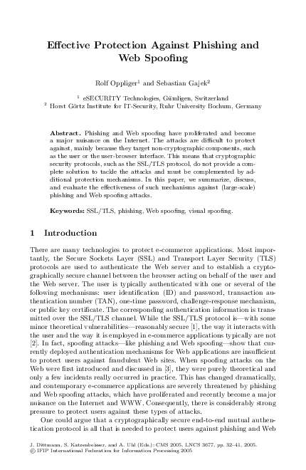 (PDF) Effective Protection Against Phishing and Web Spoofing