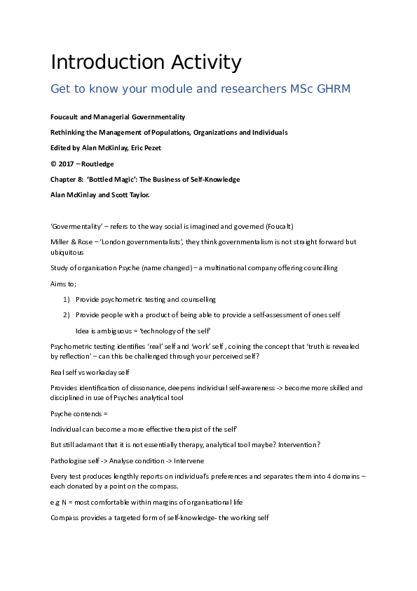 Introduction Activity