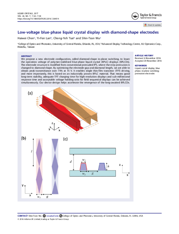 (PDF) Low-voltage blue-phase liquid crystal display with diamond-shape ...