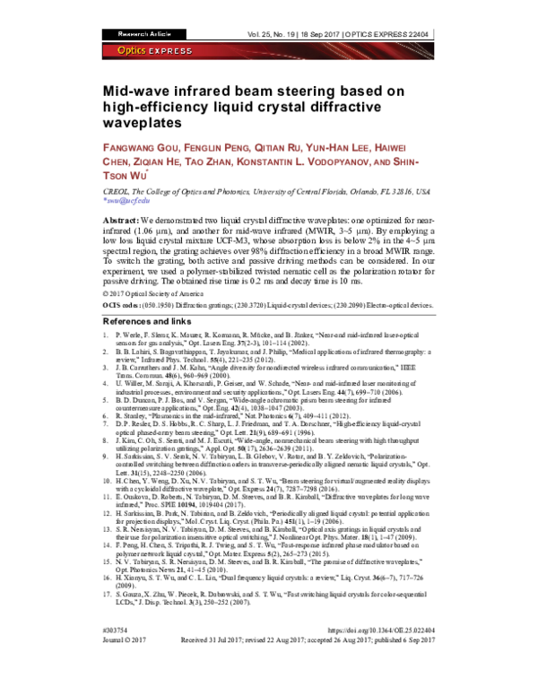 (PDF) Mid-wave infrared beam steering based on high-efficiency liquid ...