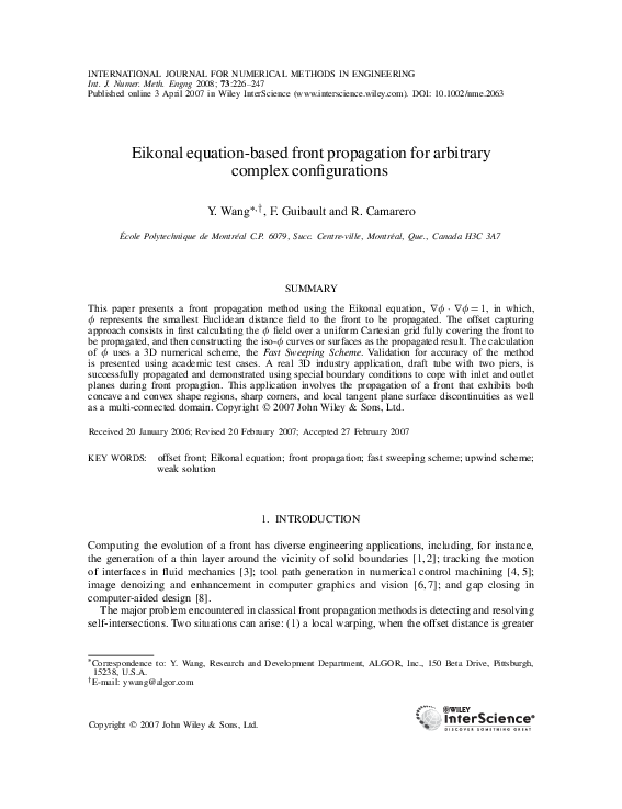 (PDF) Eikonal equation-based front propagation for arbitrary complex configurations