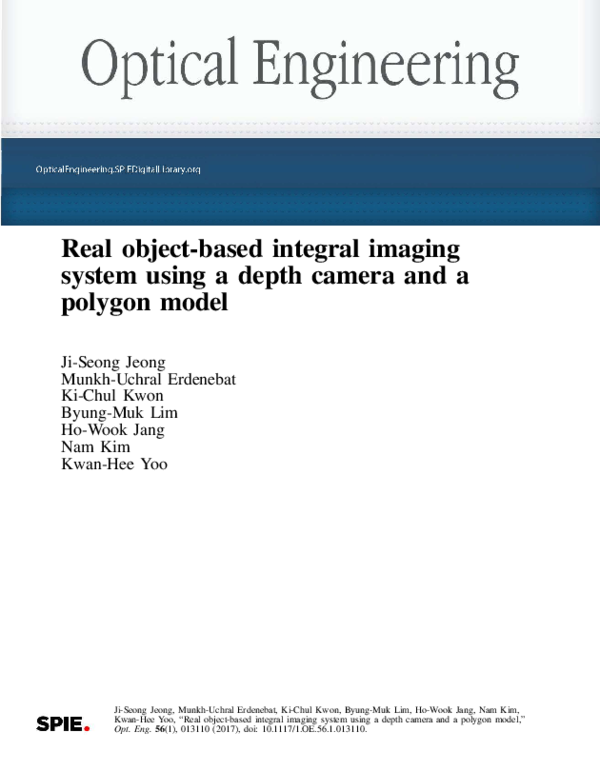 (PDF) Real object-based integral imaging system using a depth camera and a polygon model Real ...