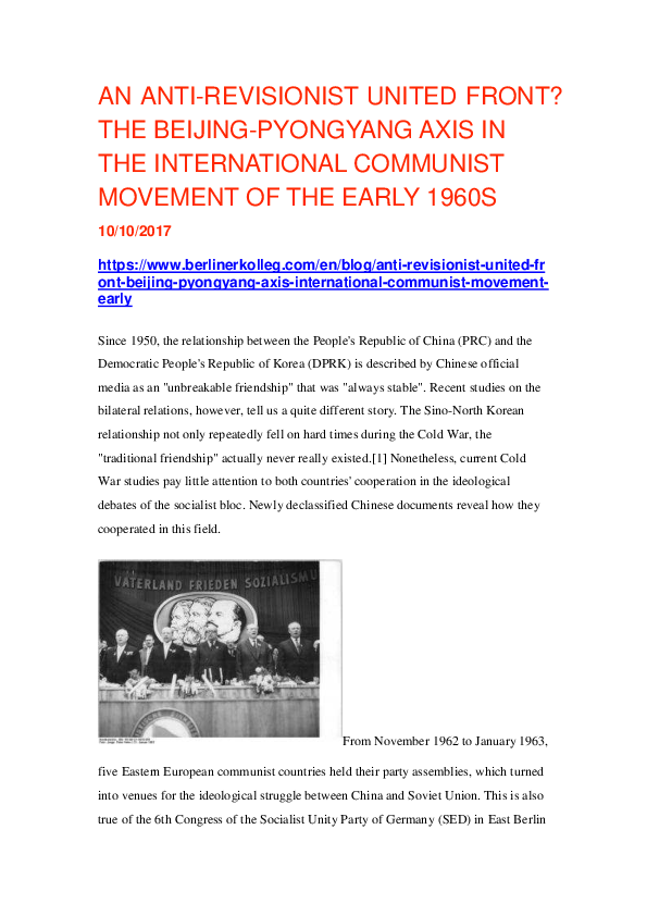 (PDF) AN ANTI-REVISIONIST UNITED FRONT? THE BEIJING-PYONGYANG AXIS IN ...