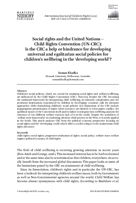 (PDF) Social rights and the United Nations – Child Rights Convention ...