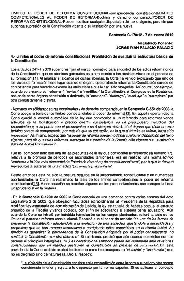 (PDF) LIMITES AL PODER DE REFORMA CONSTITUCIONAL-Jurisprudencia ...