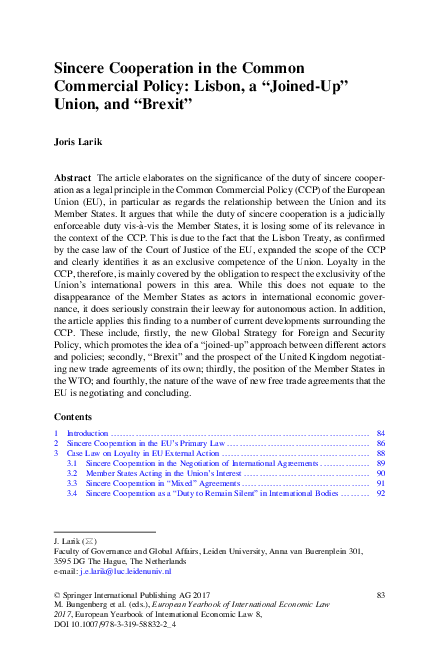 (PDF) Sincere Cooperation in the Common Commercial Policy: Lisbon, a ...