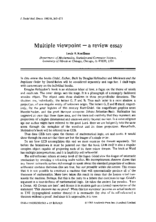 (PDF) Multiple viewpoint A review essay