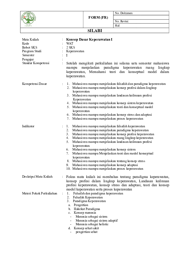 (DOC) Form Silabus KDK
