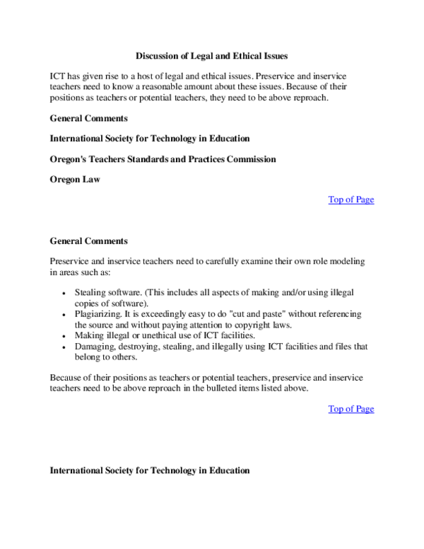 (DOC) Discussion of Legal and Ethical Issues