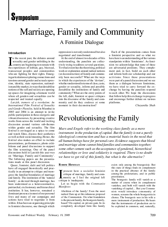 (PDF) Marriage, Family and Community: A Feminist Dialogue