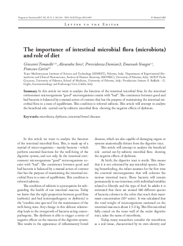 (PDF) The importance of intestinal microbial flora (microbiota) and ...