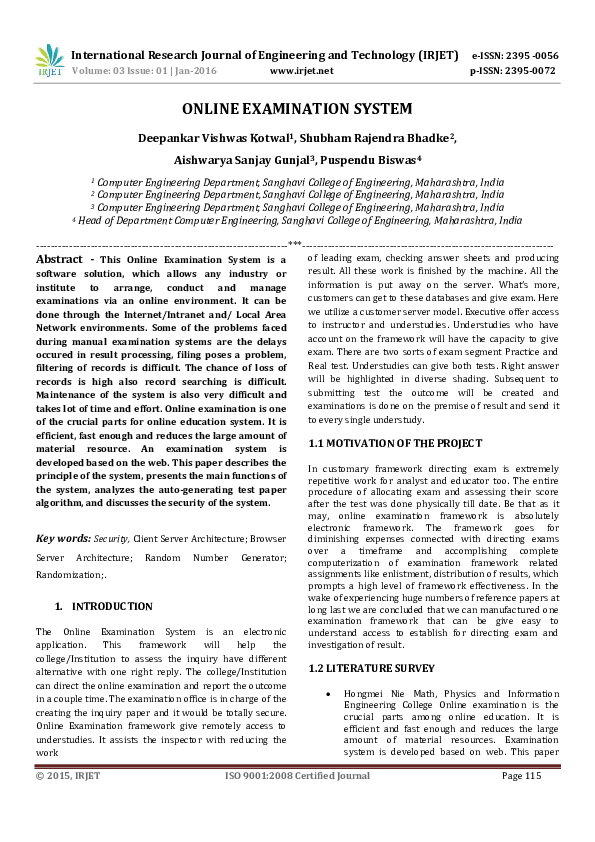 (PDF) ONLINE EXAMINATION SYSTEM