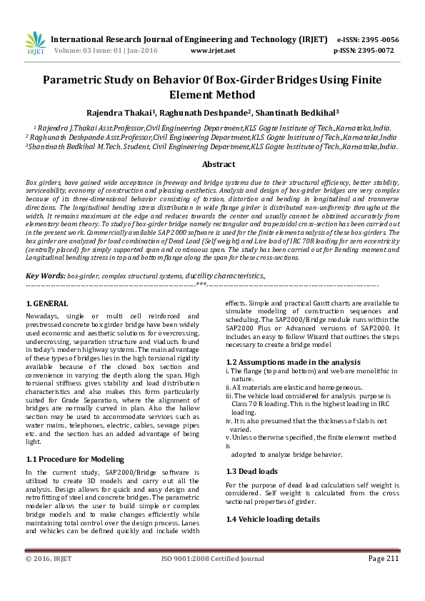 (PDF) Parametric Study on Behavior 0f Box-Girder Bridges Using Finite ...