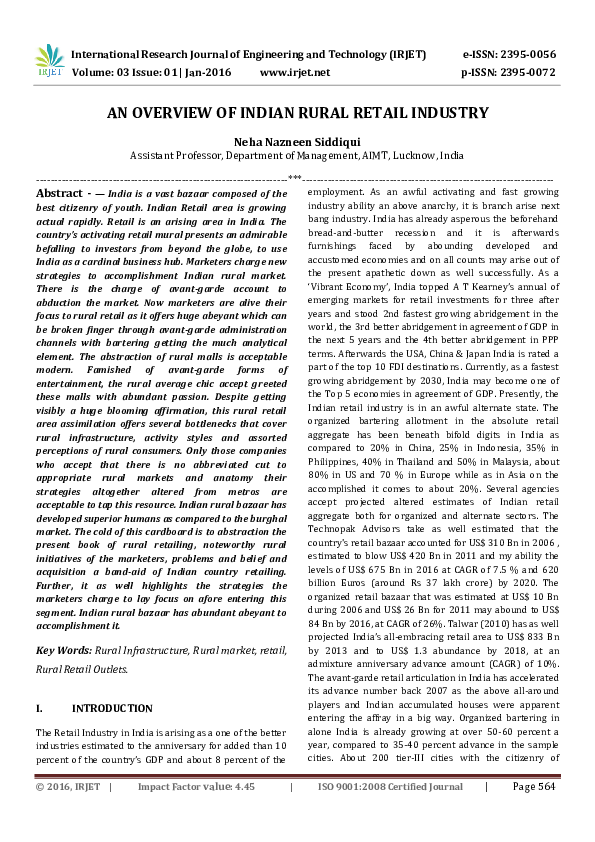 (PDF) AN OVERVIEW OF INDIAN RURAL RETAIL INDUSTRY