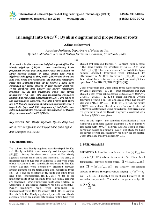 (PDF) In insight into QAC2 (1) : Dynkin diagrams and properties of ...