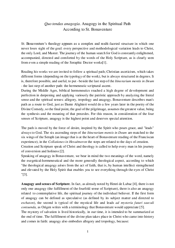 (PDF) Quo tendas anagogia. Anagogy in the Spiritual Path According to ...