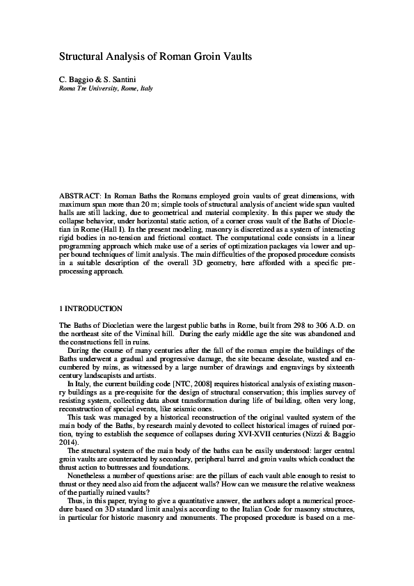 (PDF) Structural Analysis of Roman Groin Vaults