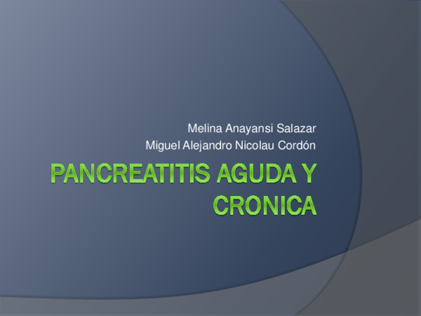 (PPT) PANCREATITIS AGUDA Y CRONICA