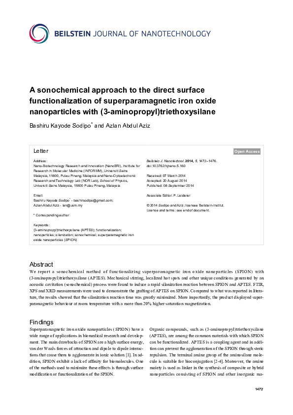 (PDF) A sonochemical approach to the direct surface functionalization ...