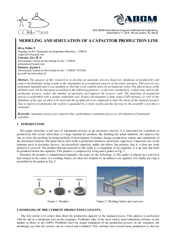 (PDF) MODELING AND SIMULATION OF A CAPACITOR PRODUCTION LINE