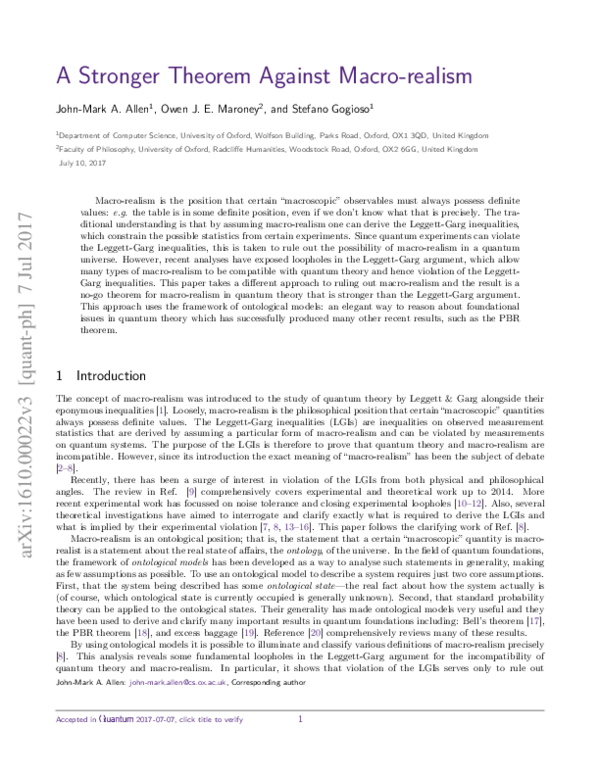 (PDF) A Stronger Theorem Against Macro-realism | Owen Maroney ...