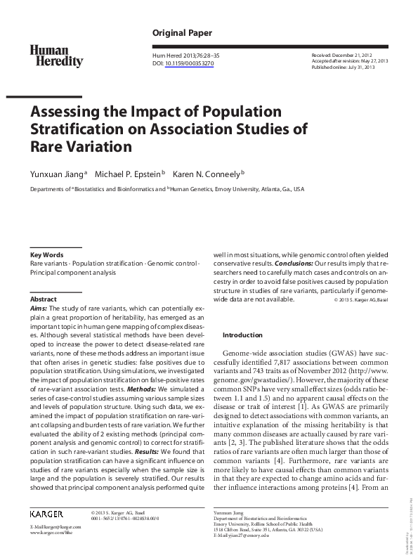 Pdf Fine Scale Patterns Of Population Stratification Confound Rare